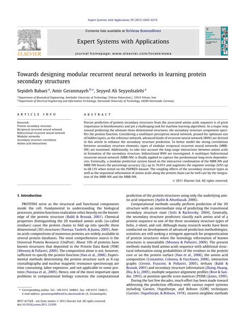 Pdf Towards Designing Modular Recurrent Neural Networks In Learning Protein Secondary