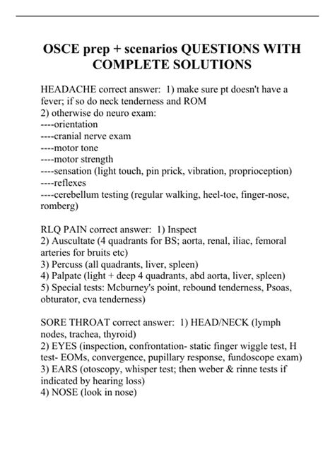 OSCE prep + scenarios QUESTIONS WITH COMPLETE SOLUTIONS - ADEX DSE OSCE - Stuvia US