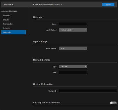 Configuring Metadata Parameters