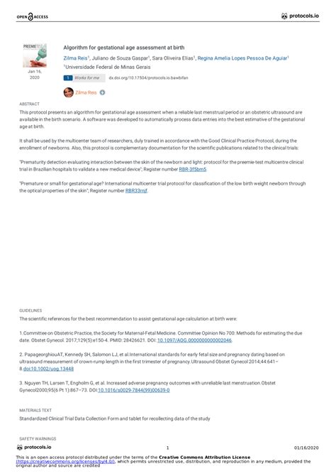 Pdf Algorithm For Gestational Age Assessment At Birth