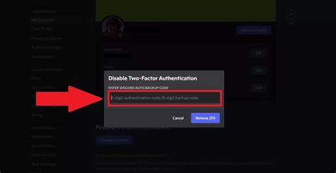 how to disable two factor authentication on discord en tab