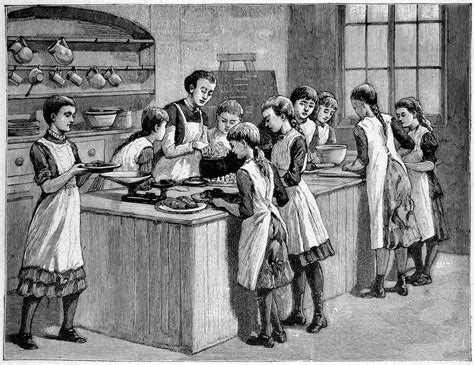 A Kitchen Class In England By Unknown Artist
