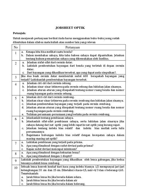 Jobsheet Optik Pdf