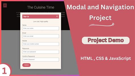 Javascript Signup Modal And Navigation Project Demo 1 Youtube
