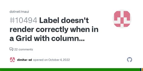 Label Doesnt Render Correctly When In A Grid With Column Definitions · Issue 10494 · Dotnet