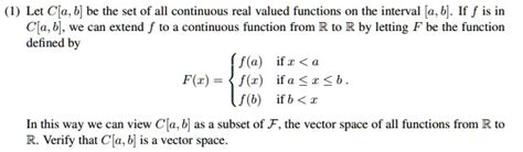 Let Ca B Be The Set Of All Continuous Real Valued Functions On The
