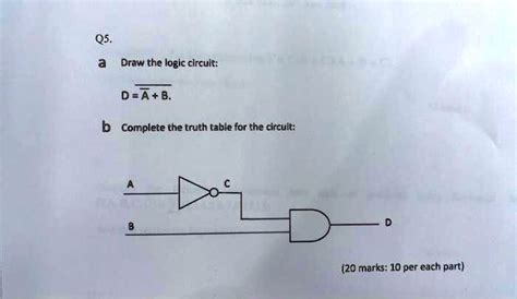 SOLVED Q Draw The Logic Circuit D A B BComplete The Truth Table For The Circuit Marks