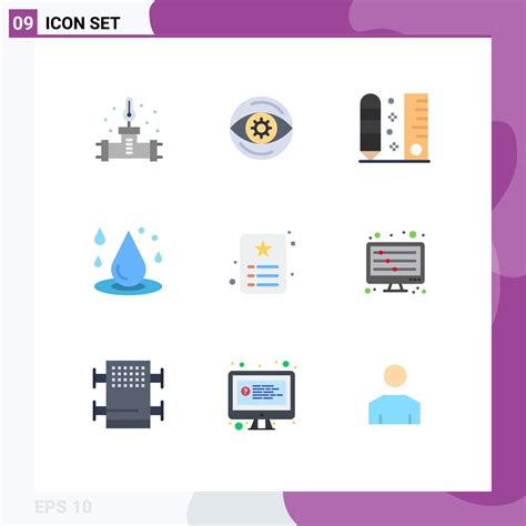 9 Thematic Vector Flat Colors And Editable Symbols Of Water Liquid Drafting Drop Water Scale