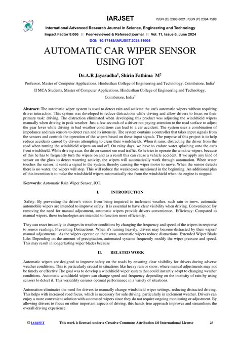 Pdf Automatic Car Wiper Sensor Using Iot