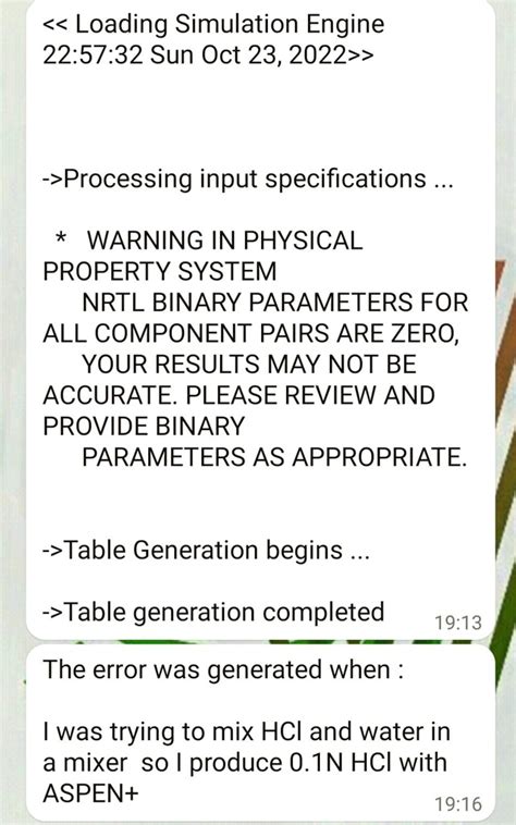 solved processing input specifications warning in physical