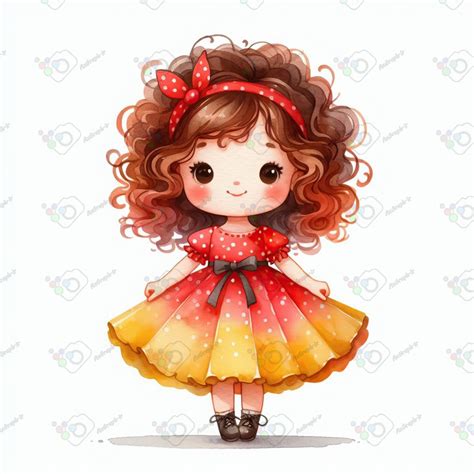 بک گراند کودکانه دختر با نمک با پیراهن خال خالی زرد و قرمز کد 41131 ویژه عکس گراف عکس گراف