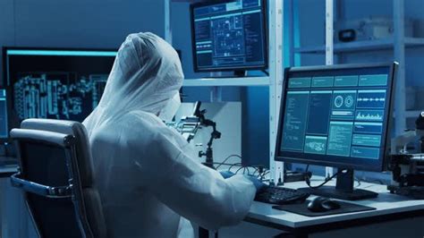 Microelectronics Engineer Works In A Modern Scientific Laboratory On Computing Systems And