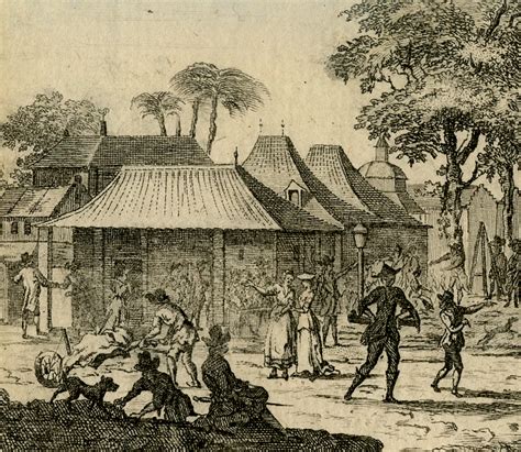 Antique Print Topography Market Indonesia Jakarta Batavia Kobell