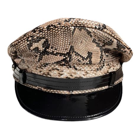 Pythons Print Real Cowhide Leather Muirbikergay Cap Etsy