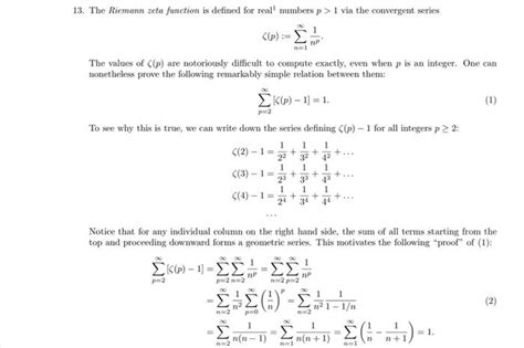 13 The Riemann Zeta Function Is Defined For Real
