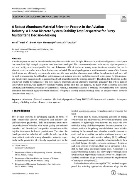 Pdf A Robust Aluminum Material Selection Process In The Aviation