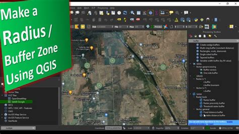 Qgis Tutorial How To Make A Radiusbuffer Zone Youtube