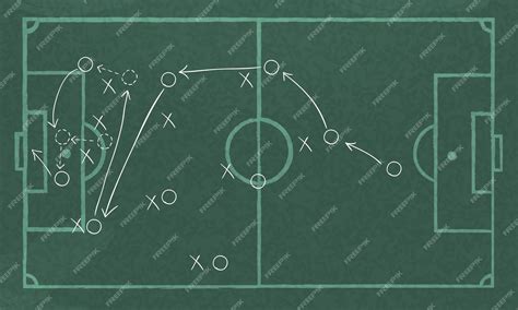 현실적인 칠판 그리기 Defending Deep 또는 버스 계획 축구 게임 전략 프리미엄 벡터