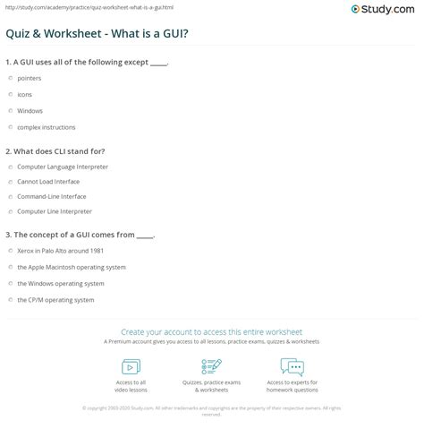 Quiz Worksheet What Is A GUI Study Com