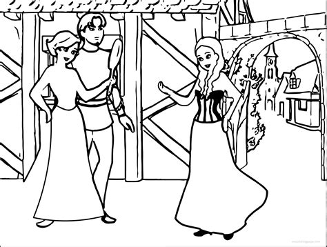 Anna Meet Rapunzel And Eugene Coloring Page