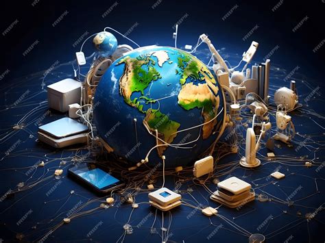 Premium Photo Tech Devices And Icons Connected To Digital Planet Earth Design