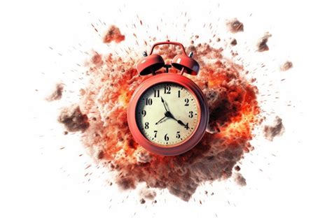 Premium Ai Image Exploding Alarm Clock On A White Background