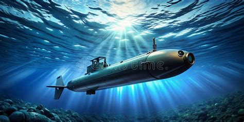 Unmanned Underwater Vehicle Exploring The Depths Of The Ocean For