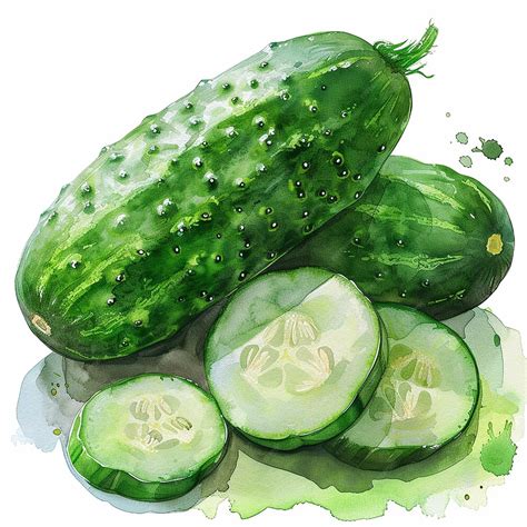 Premium Photo A Drawing Of Cucumber And Cucumber On A White Background