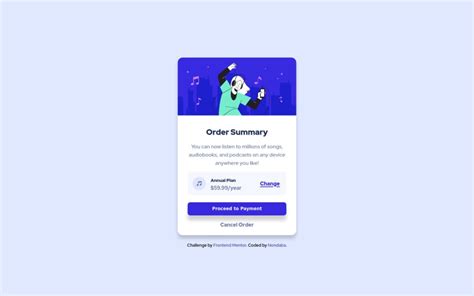 Frontend Mentor Order Summary Card With Active State Built Using Css
