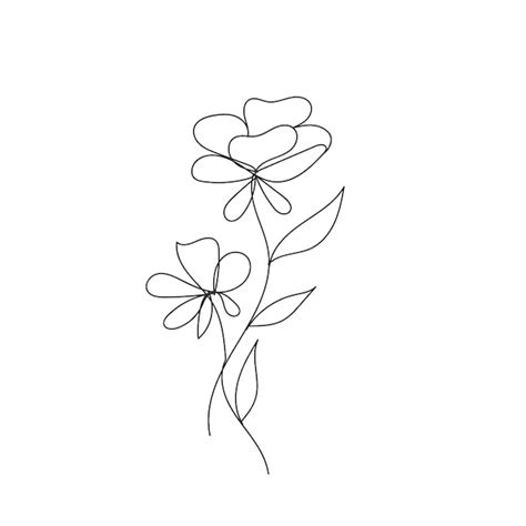 라인 아트 스타일의 한 선 그리기 미니멀 꽃 그림 프리미엄 벡터