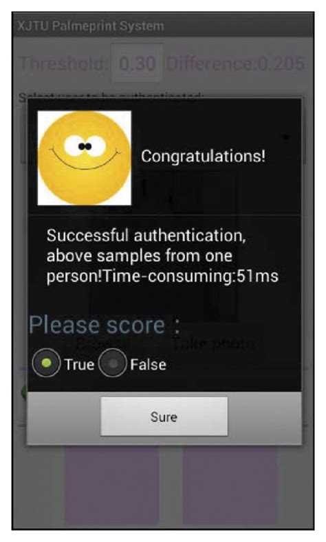 Palmprint Authentication Interfaces 1 A The Acquired Sample B