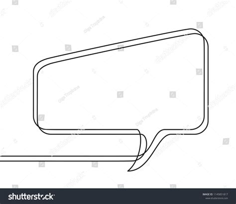 Continuous Line Drawing Rectangular Speech Bubble Stock Vector Royalty Free