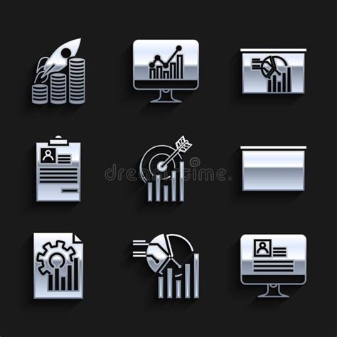 Set Target With Graph Chart Pie Infographic Computer Monitor Resume