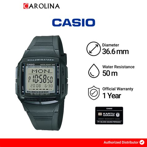 Jam Tangan Pria Casio Db 36 1a Quartz Watch Data Bank Digital Dial Black Resin Band Lazada
