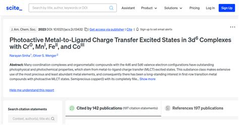 Citation Report Photoactive Metal To Ligand Charge Transfer Excited