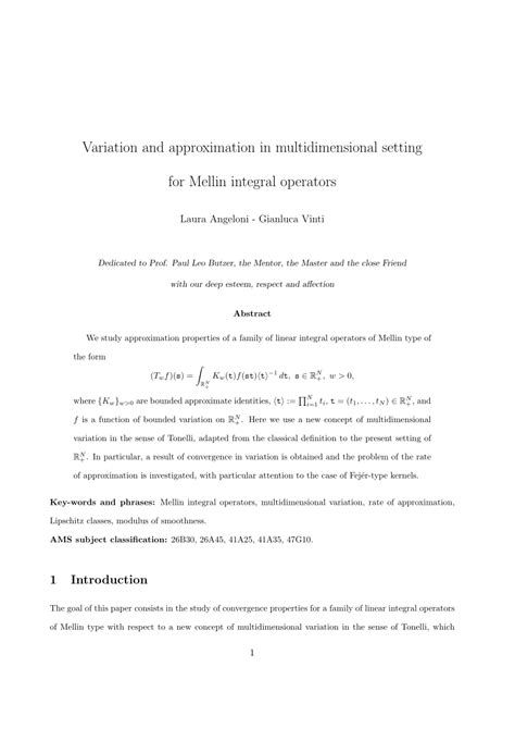 Pdf Variation And Approximation In Multidimensional Setting For Mellin Integral Operators
