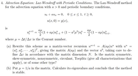 20 points 4 advection equation lax wendroff with