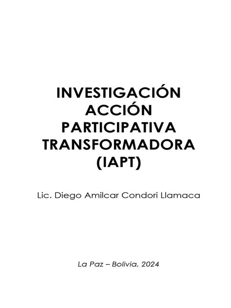 Iapt Pdf Investigación De Acción Participativa Empoderamiento