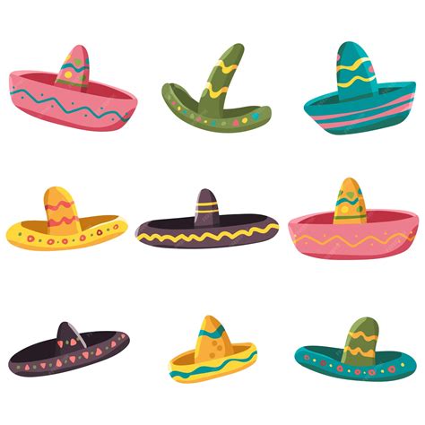 Premium Vector Mexican Sombrero Hat Vector Cartoon Set Isolated On A