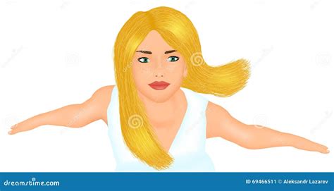 Happy Smiling Woman Standing With Outspread Arms Stock Vector Illustration Of People