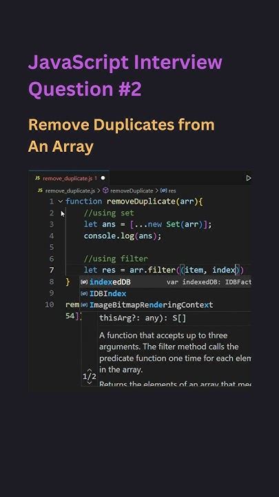 Remove Duplicates From An Array In Javascript ⚡shorts Interview