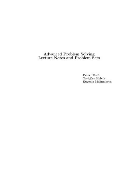 Pdf Advanced Problem Solving Lecture Notes And Ccoulufi~phasto