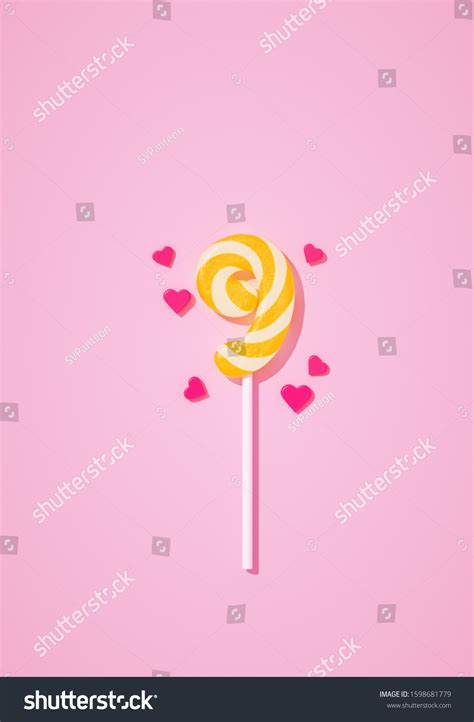 Numeral 9 Lollipop Number Nine Hearts Stock Illustration 1598681779