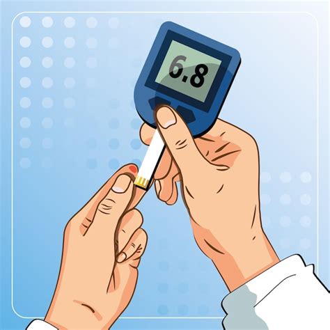 Hands Hold Glucometer And Measures Sugar Level By Finger Stick Diabetes