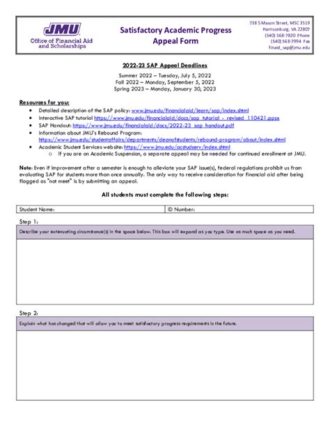 Fillable Online Satisfactory Academic Progress Appealfinancial Aidinstructions For Preparing A
