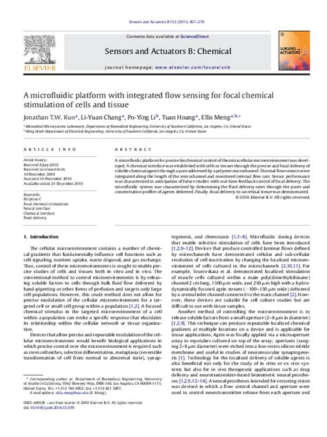 Pdf A Microfluidic Platform With Integrated Flow Sensing For Focal