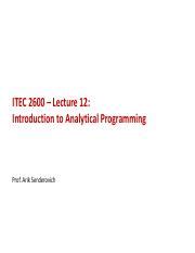 Lecture 12 Bonus Lecture On MC Simulation Pdf ITEC 2600 Lecture 12 Introduction To