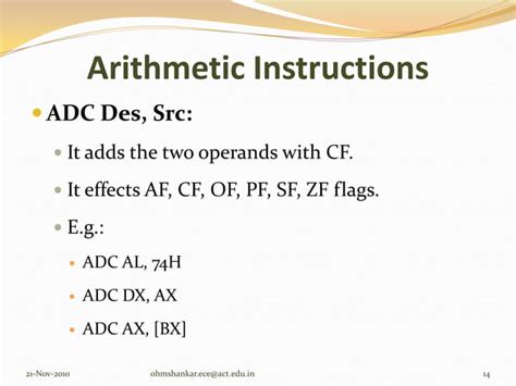 Instruction Set Of 8086 Pptx