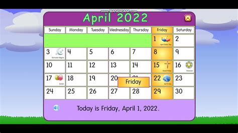 April 2022 Calendar Easter