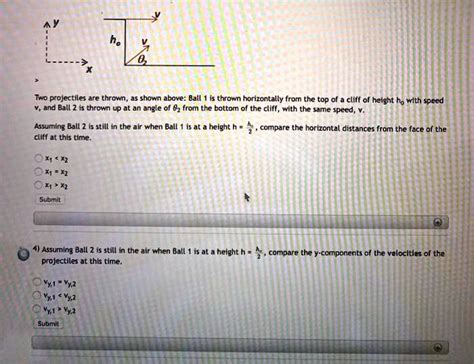 solved two projectiles thrown shown above ball thrown horizontally